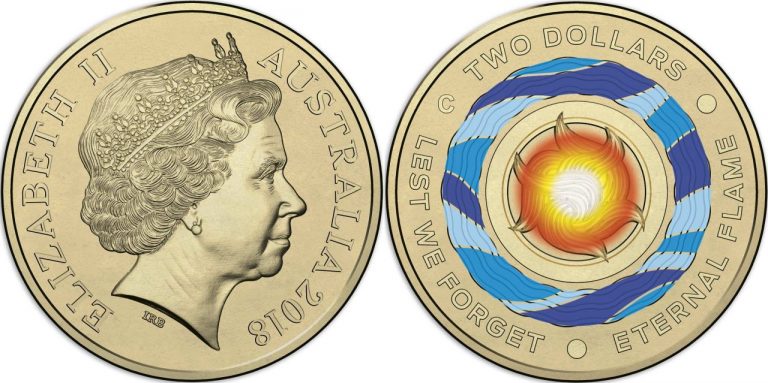 2018 Coloured $2 Coin Lest We Forget Eternal Flame - The Australian Coin Collecting Blog