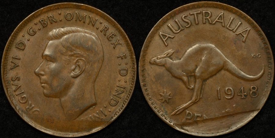 Australia 1948 Penny Struck on Underweight Planchet | The Australian ...